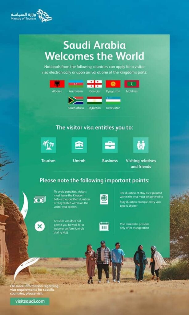 Saudi Arabia adds Tourist e-Visa to 8 new countries